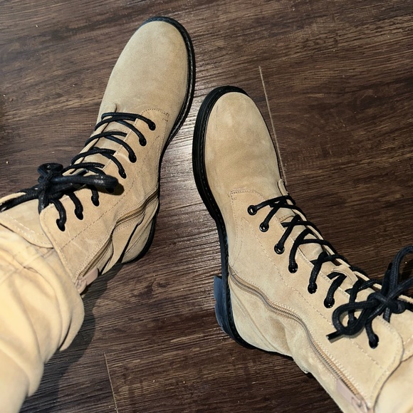 Zara | Shoes | Zara Sand Colored Combat Boots | Poshmark